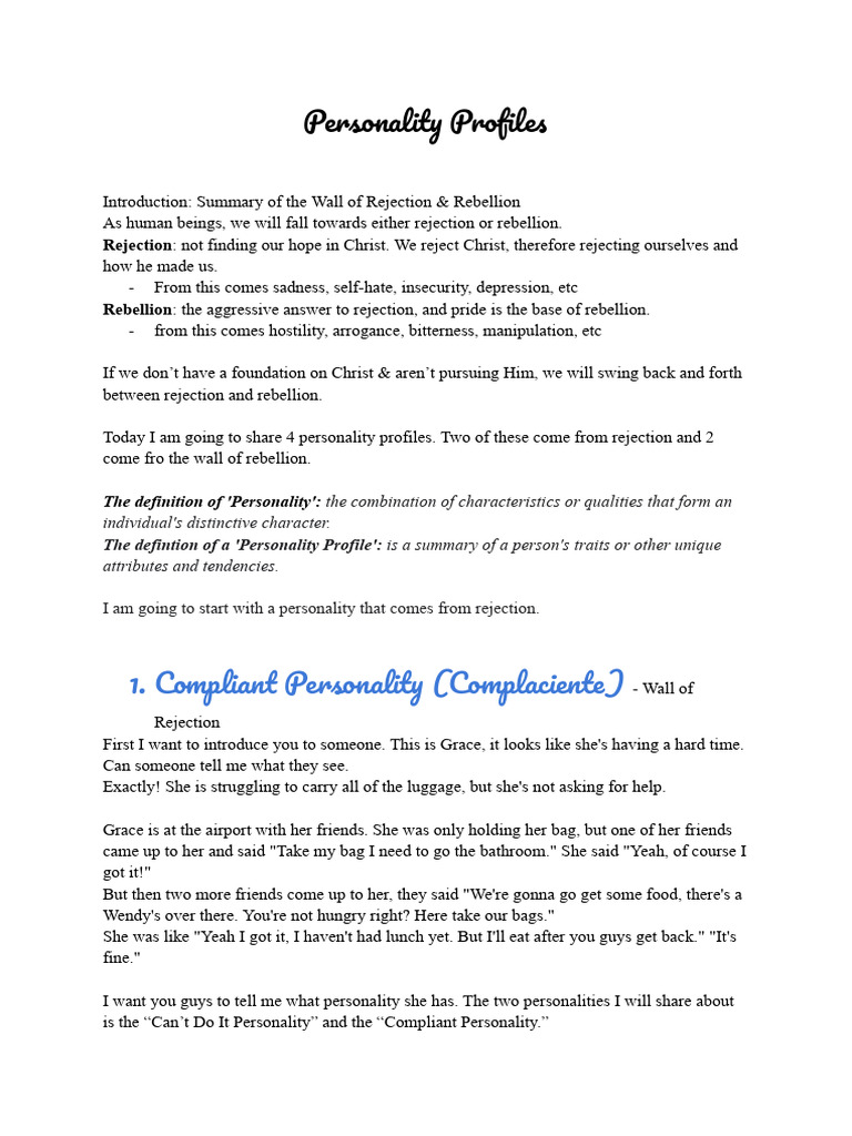 Personality Profiles Teaching | PDF