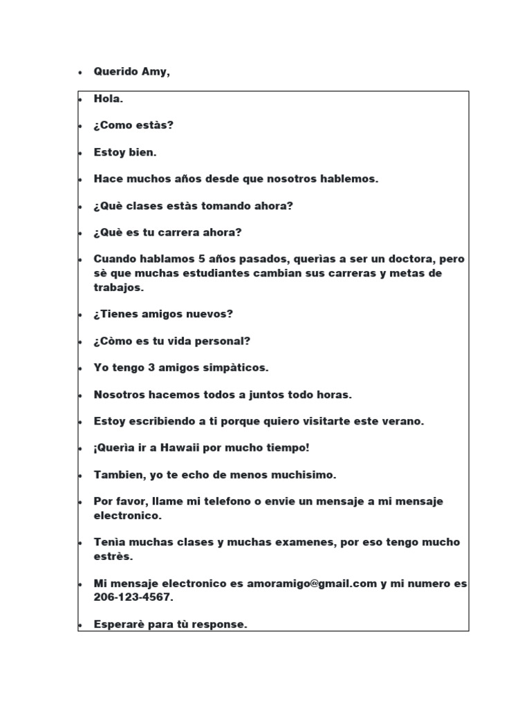 Corpus Aprendices de Español - Texto 1, B1 - Carta amigo | PDF | Género ...