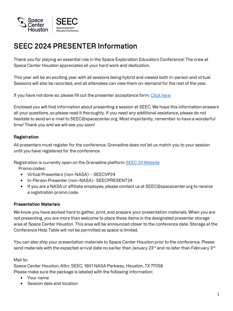 SEEC 2024 Presenter Guide | PDF | Computer File | Computing