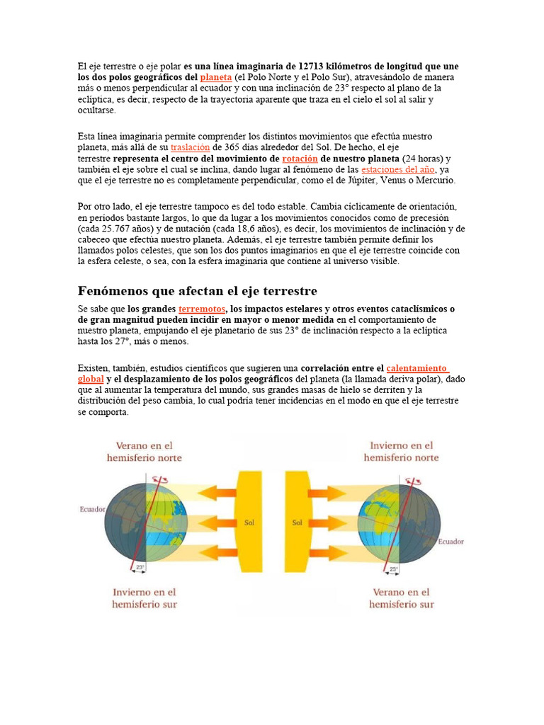 Características del eje terrestre | PDF | Ecuador | Tierra