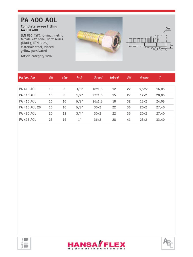 Swage Fittings for HD 400 Series | PDF | Industrial Processes | Machining