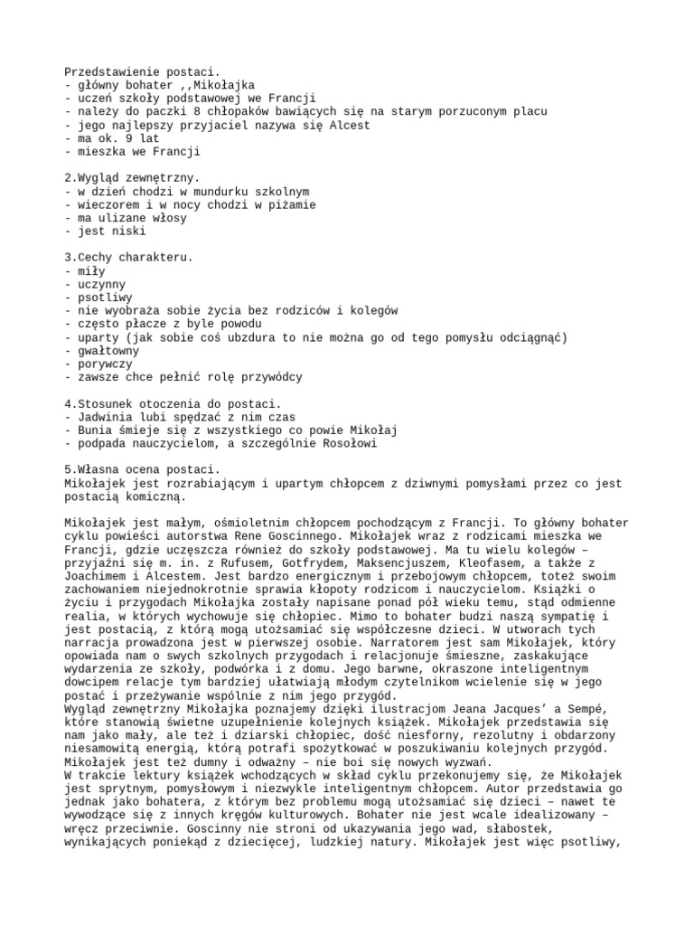 Opis Mikołajka | PDF