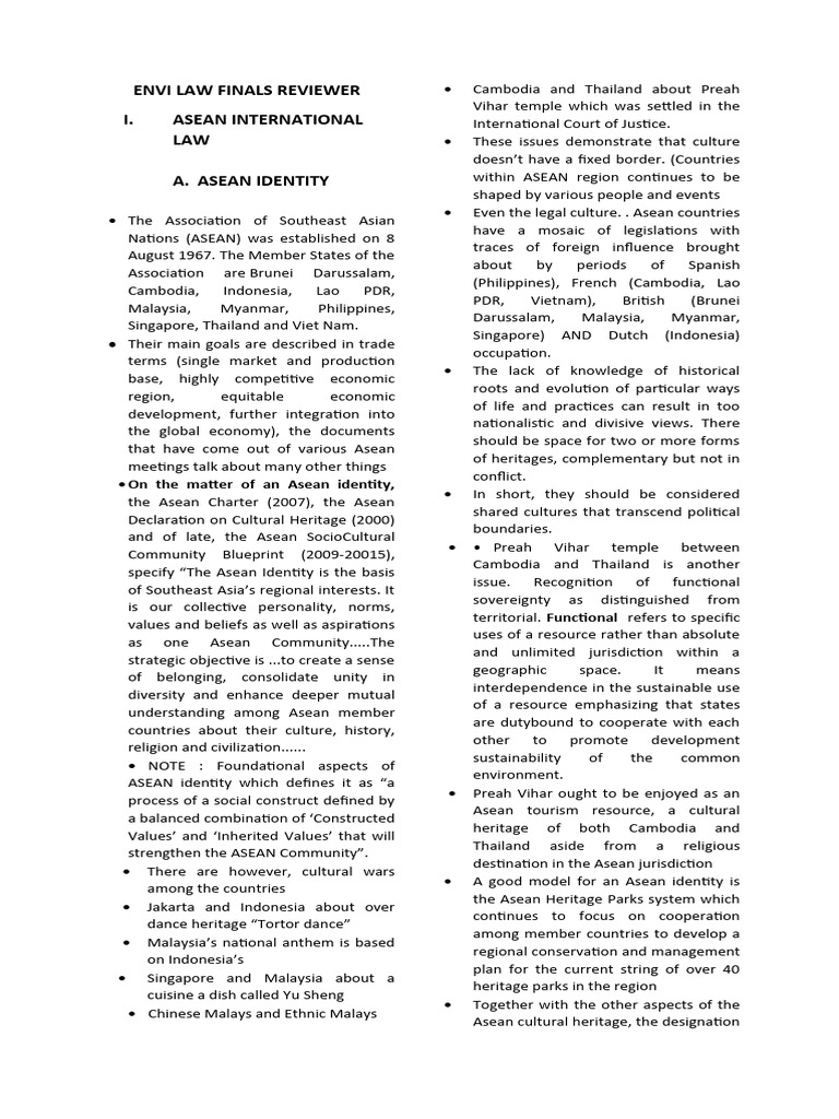 Envi Law Finals Reviewer | PDF | Mekong | Emergency Management