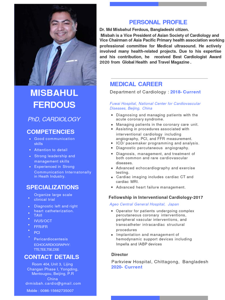 Dr. Misbahul Ferdous: Cardiology Expertise | PDF | Cardiology ...