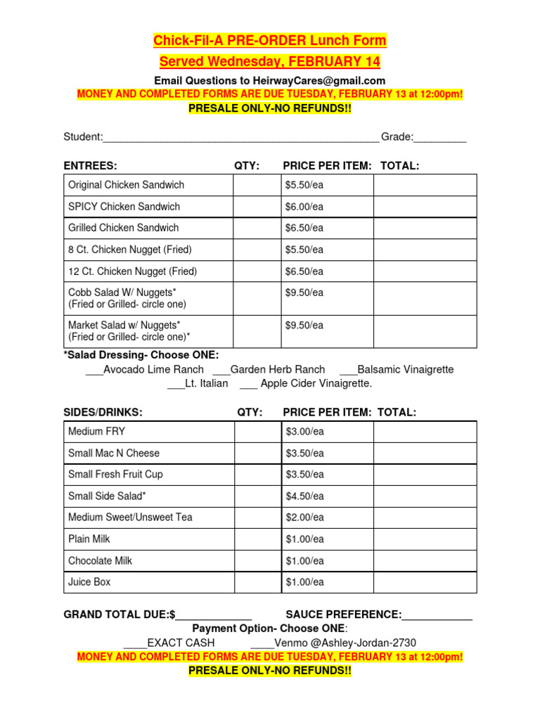 CFA Lunch Order Form (1) | PDF
