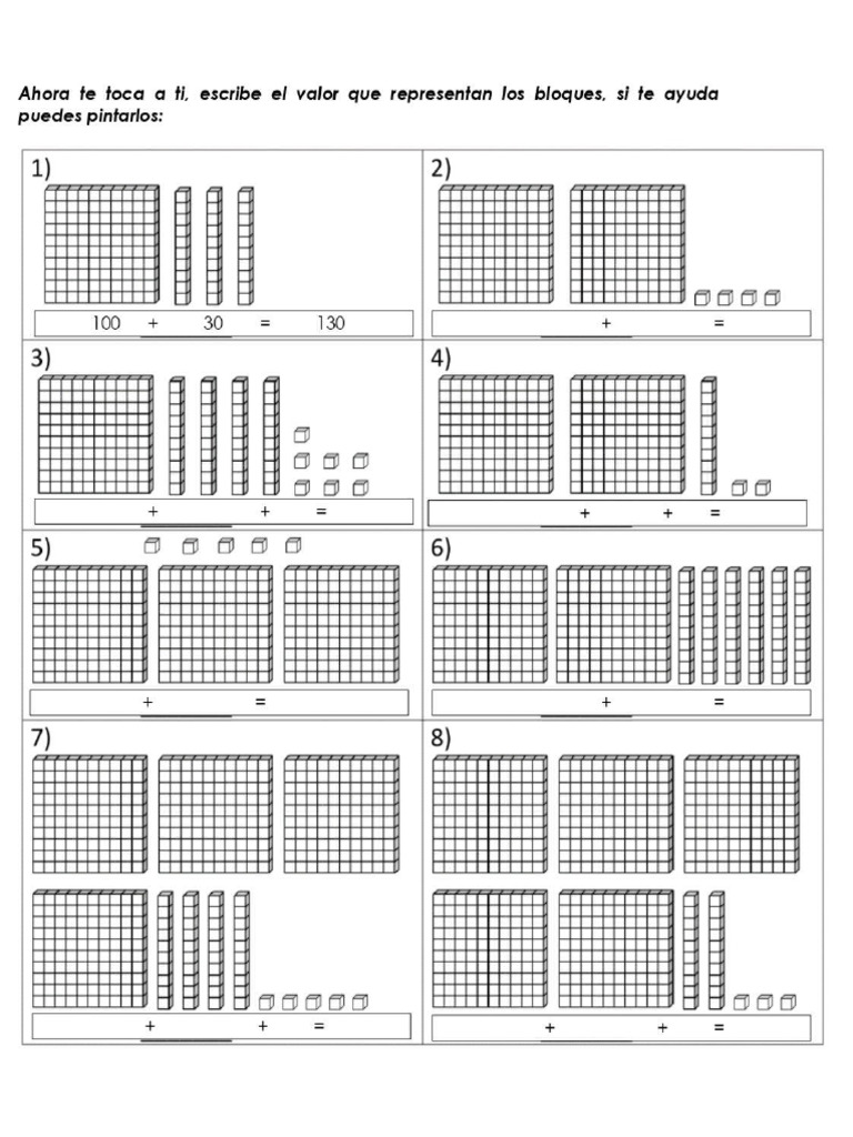 bloques multibase práctica centenas | PDF bloques multibase práctica centenas | PDF