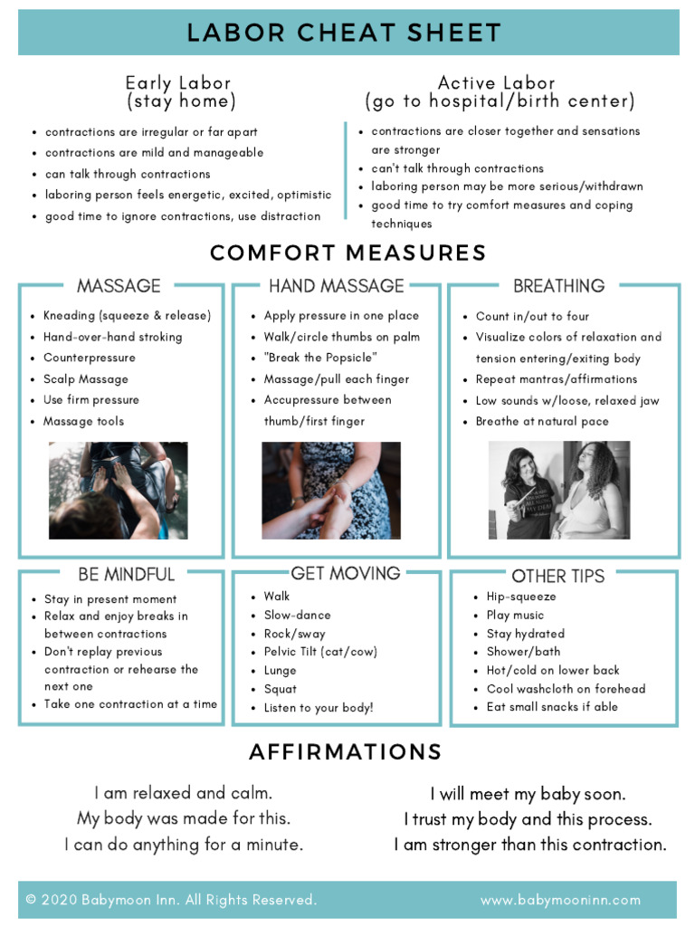 Labor Cheat Sheet | PDF | Massage