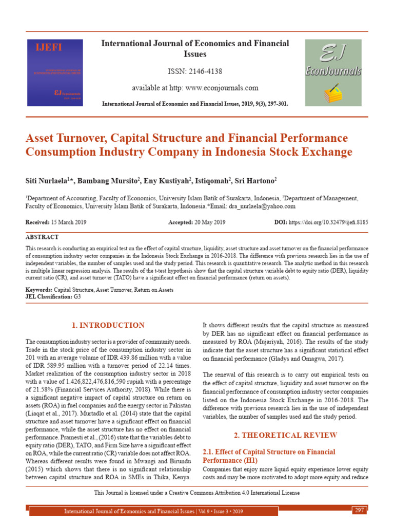 Asset Turnover, Capital Structure and Financial Performance Consumption ...