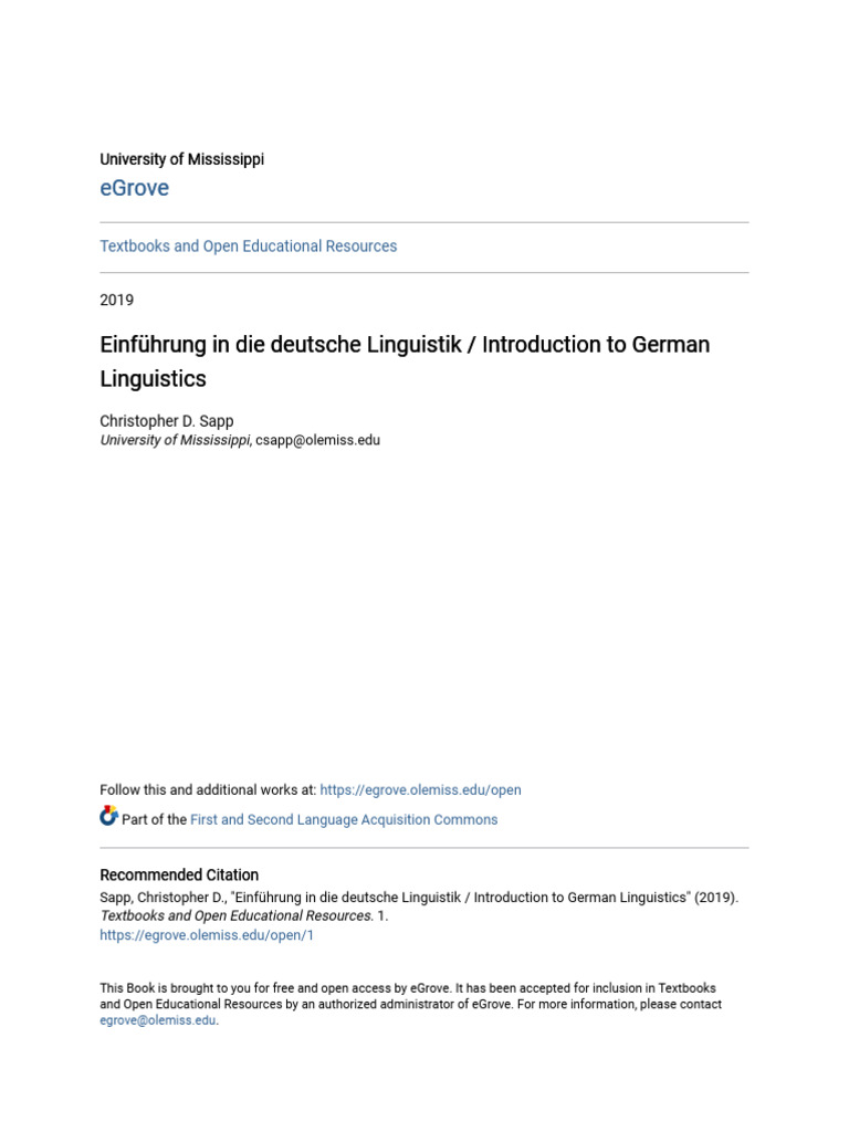 Introduction to German Linguistics | PDF | Linguistics | German Language