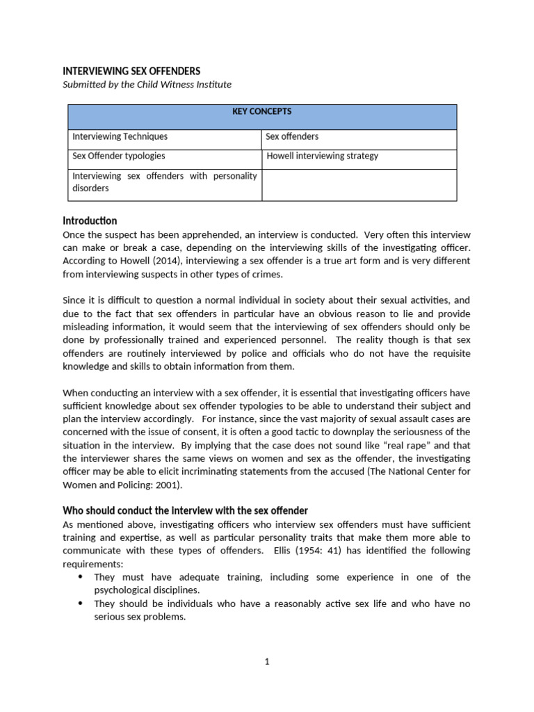Guide To Interviewing Sex Offenders | PDF | Rape | Psychopathy