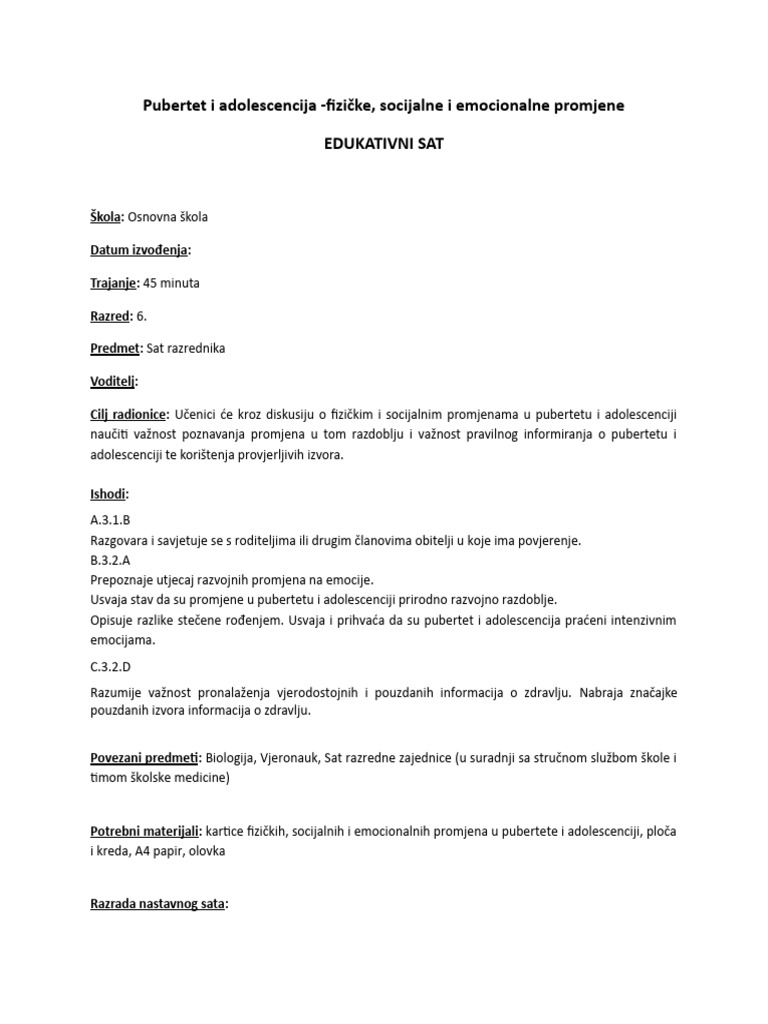 Pubertet I Adolescencija-Priprema | PDF