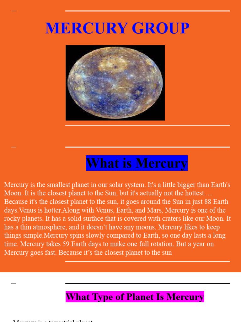 Mercury: The Smallest Terrestrial Planet | PDF | Science & Mathematics