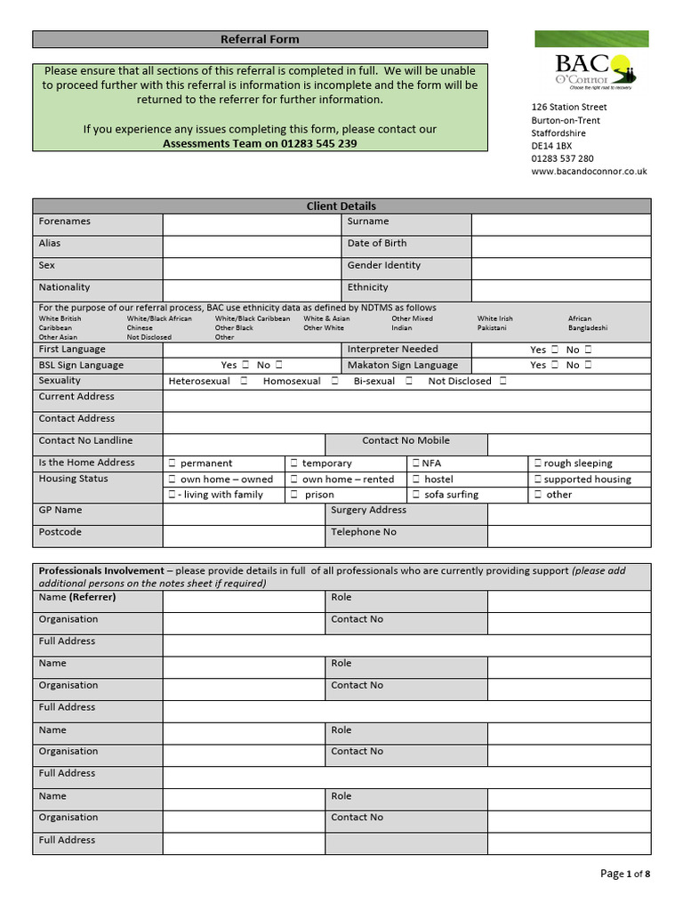 BAC Referral Form | PDF | Drug Rehabilitation | Hepatitis