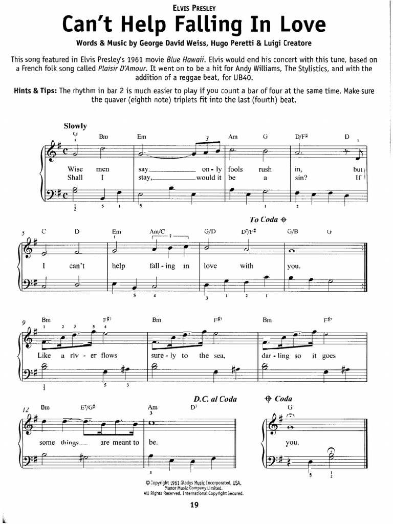 Can't Help Faling in Love | PDF