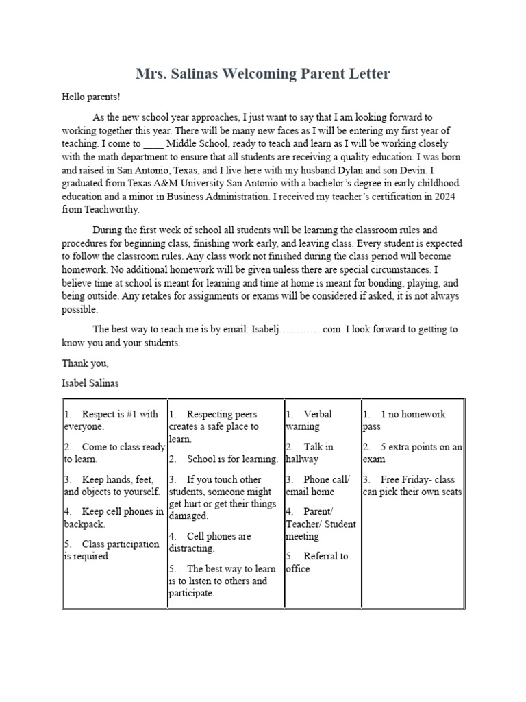 Parent Letter | PDF | Teachers | Behavior Modification