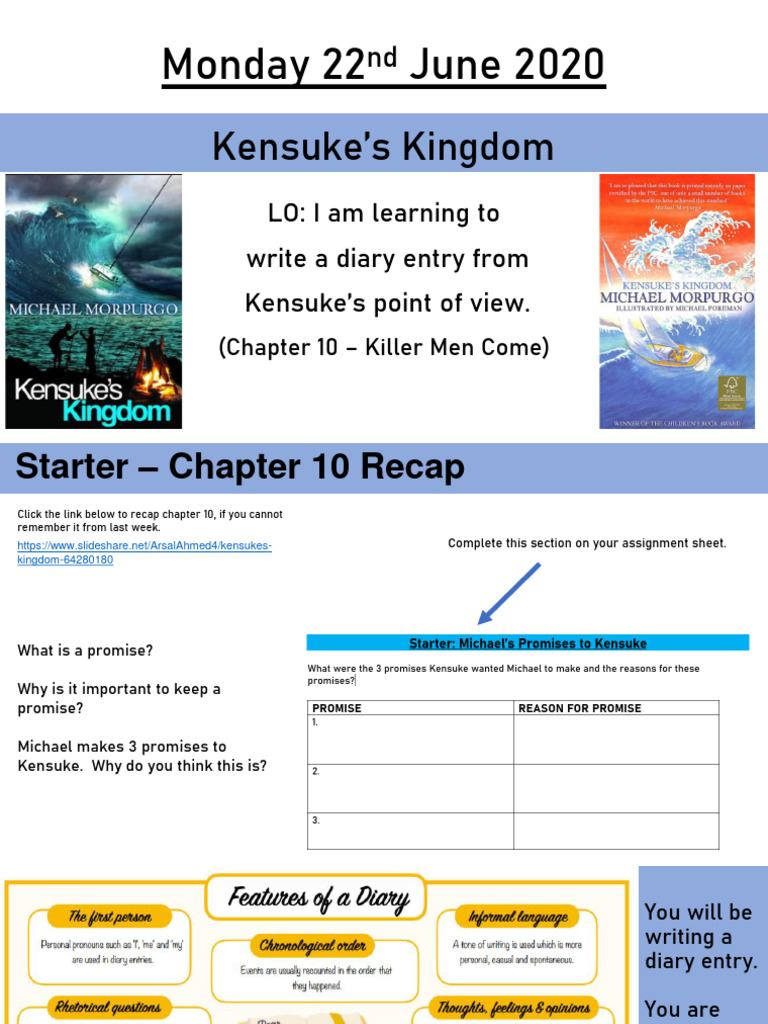 Week 8 - English - Lesson 1 Kensukes Kingdom | PDF