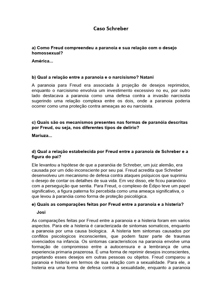 Caso Schreber | PDF | Sigmund Freud | Homossexualidade