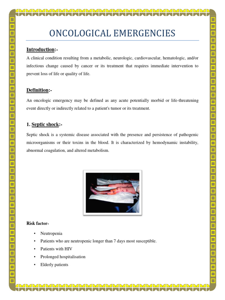 Seminar On Oncological Emergencies | PDF | Medical Specialties ...