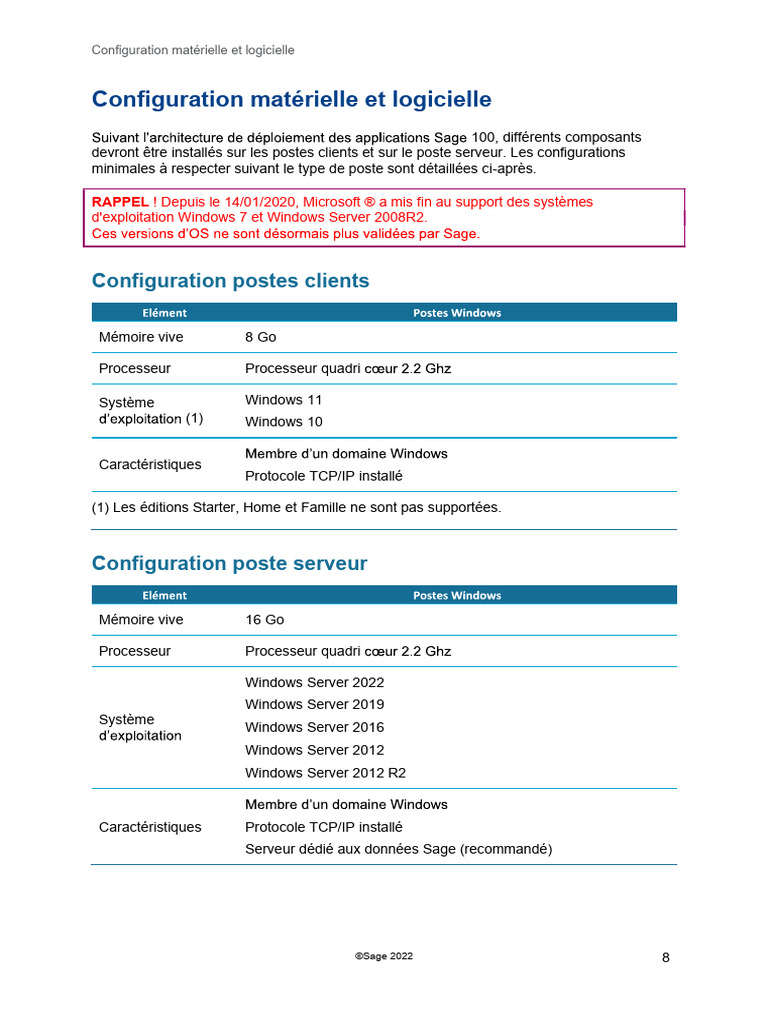 V9 - Recommandations Techniques Sage 100 VF | PDF