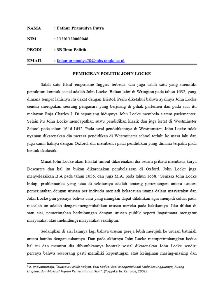 Pemikiran Politik John Locke | PDF | Politik