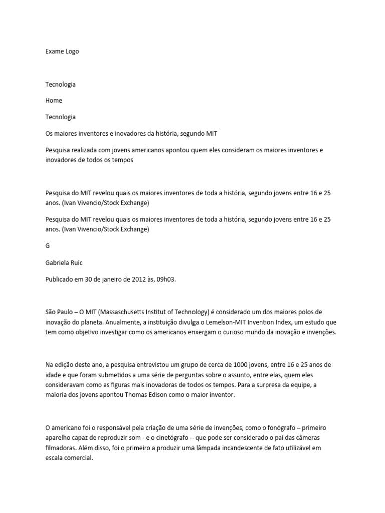 Inventores.exame Logo-WPS Office | PDF | Steve Jobs | Thomas Edison