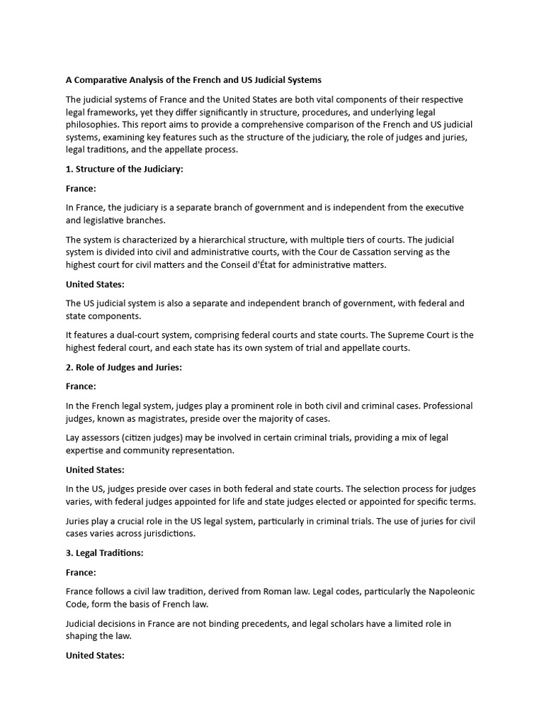 A Comparison of French and US Judicial Systems | PDF | Precedent ...