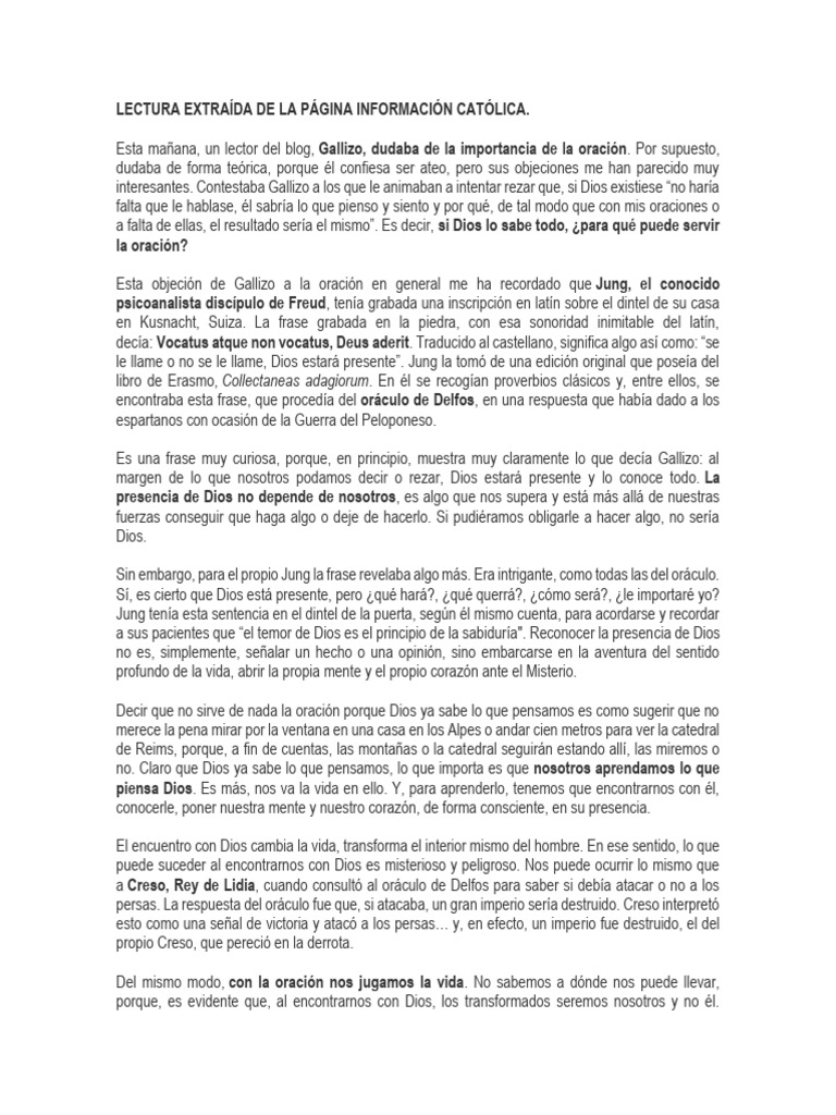 La Oración: Transformación y Milagros | PDF | Oración | Carl Jung