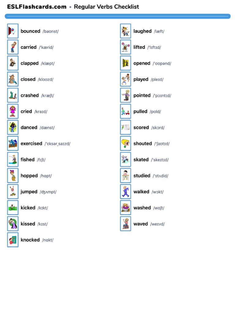 Regular Verbs Checklist | PDF