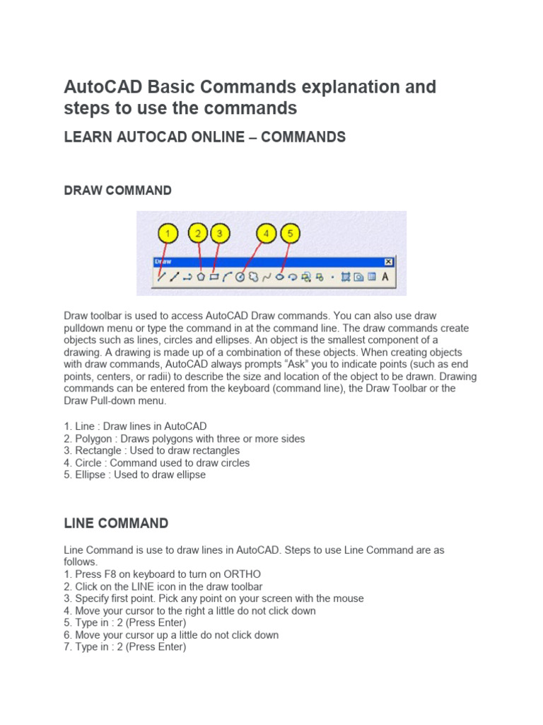 Drawing Commands Pdf Circle Diameter