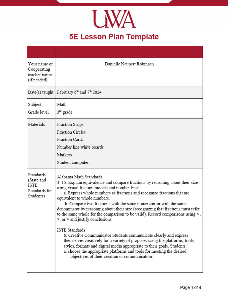 Ed508 Danielleneupert 5e Lesson Plan Template | PDF | Project Based ...