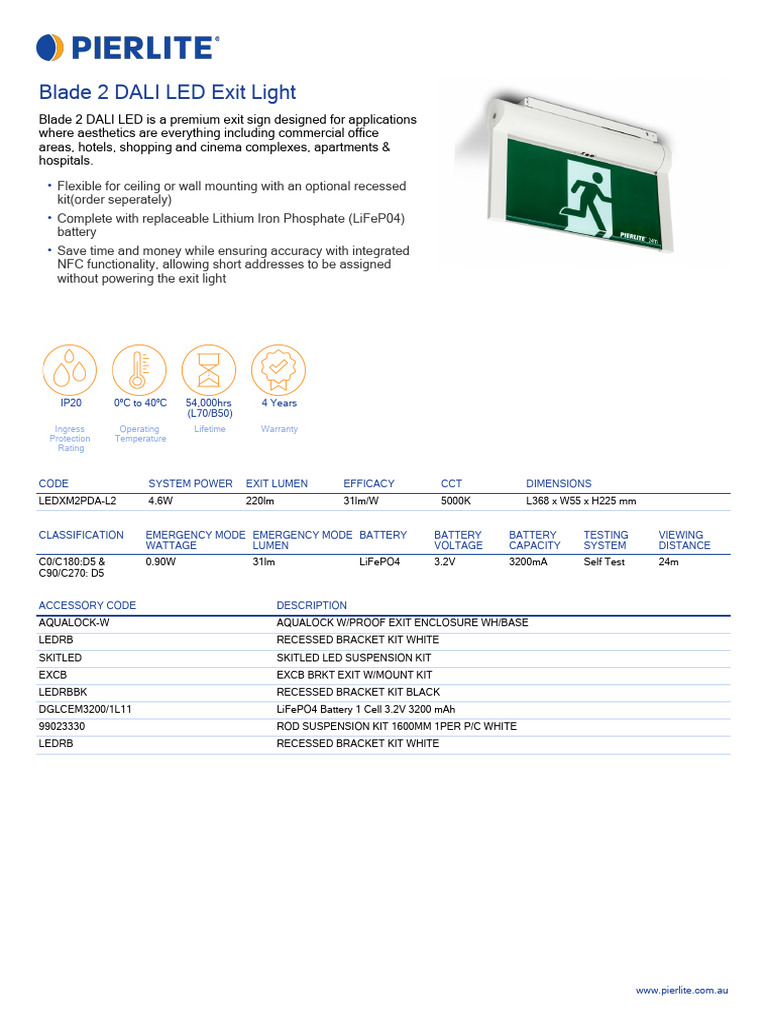 Pierlite-Blade 2 Dali Led Exit Light | PDF | Physical Sciences ...