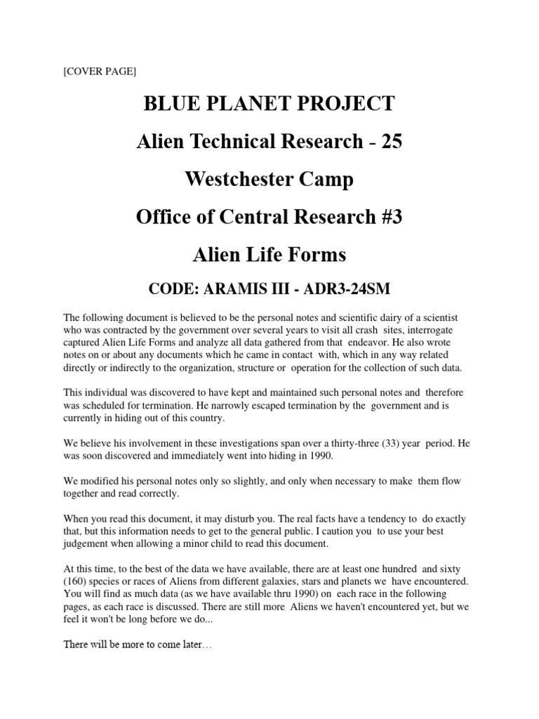 Blue Planet Project Alien Notebook | PDF | Unidentified Flying Object