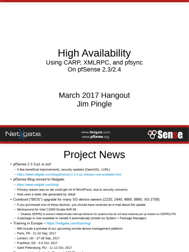 High Availability on pfSense 2.3/2.4 | PDF | Ip Address | I Pv6
