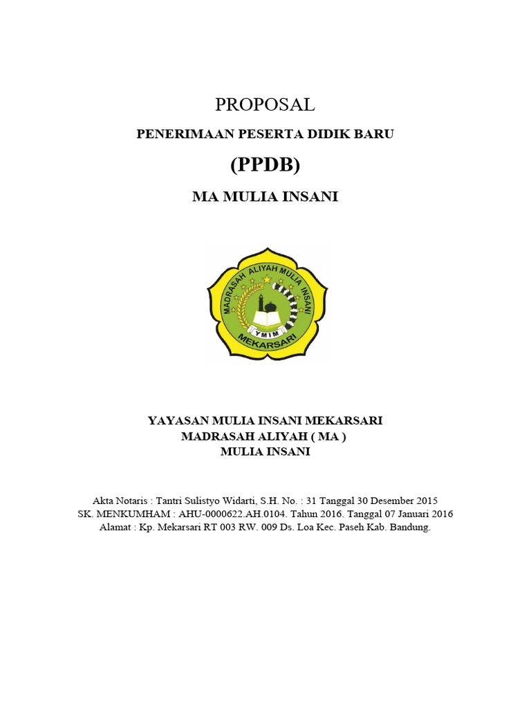 Contoh Proposal PPDB 2023-2024 | PDF