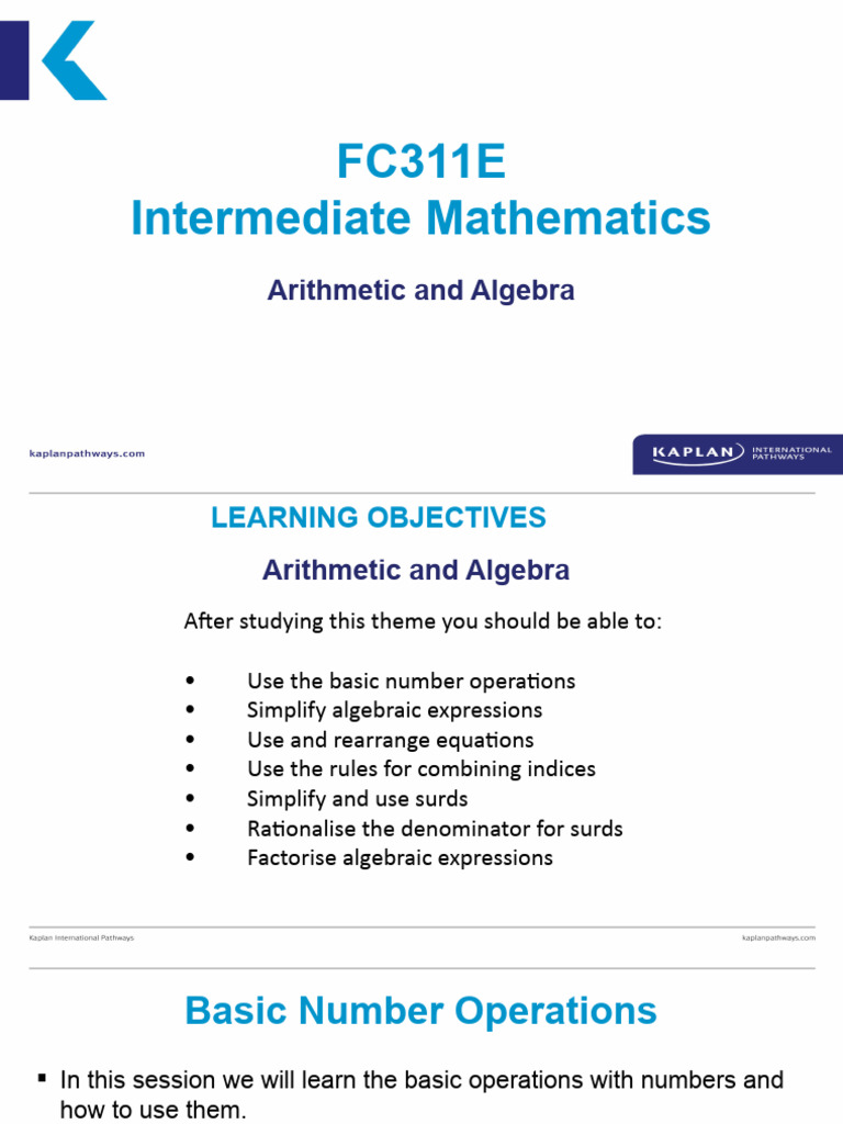 Arithmetic and Algebra - Presentation | PDF | Numbers | Factorization