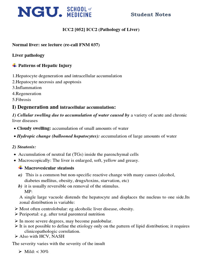ICC2 (052) Student Notes of Liver Pathology | PDF | Science ...