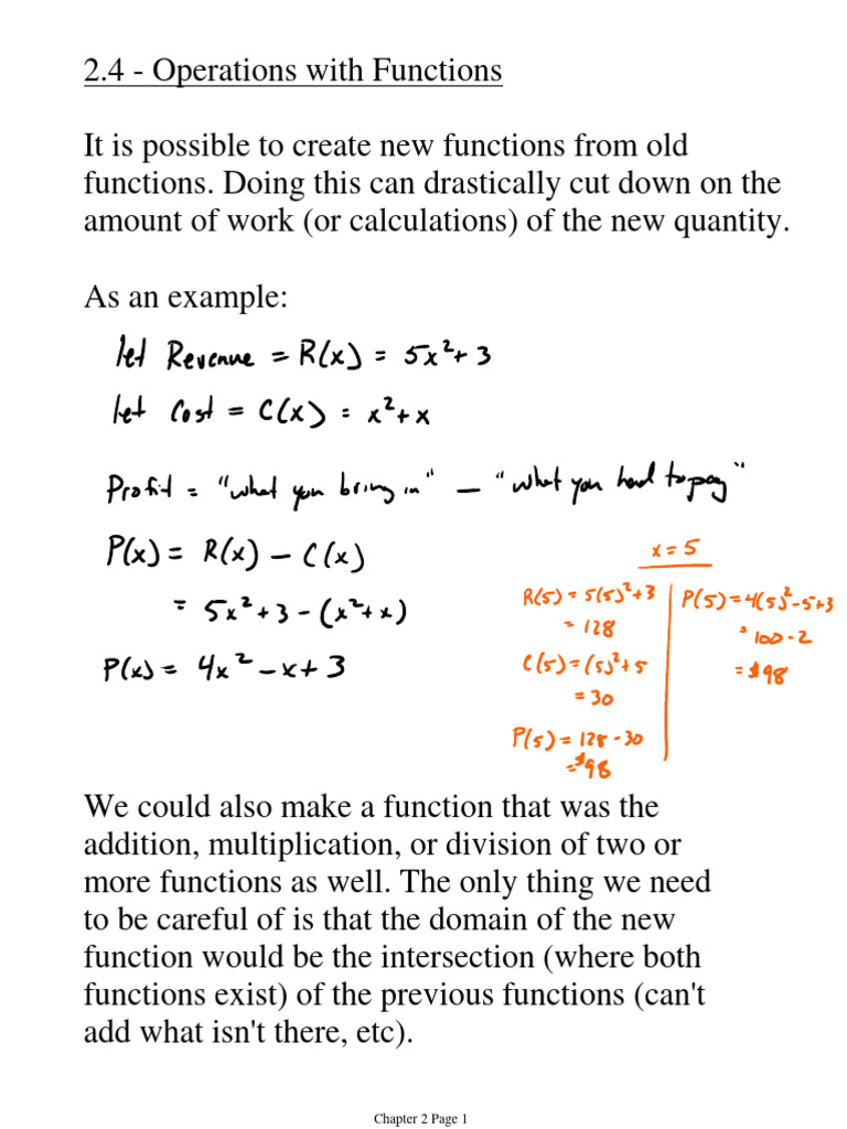 2.4 - Operations With Functions - Running Notes | PDF | Function ...