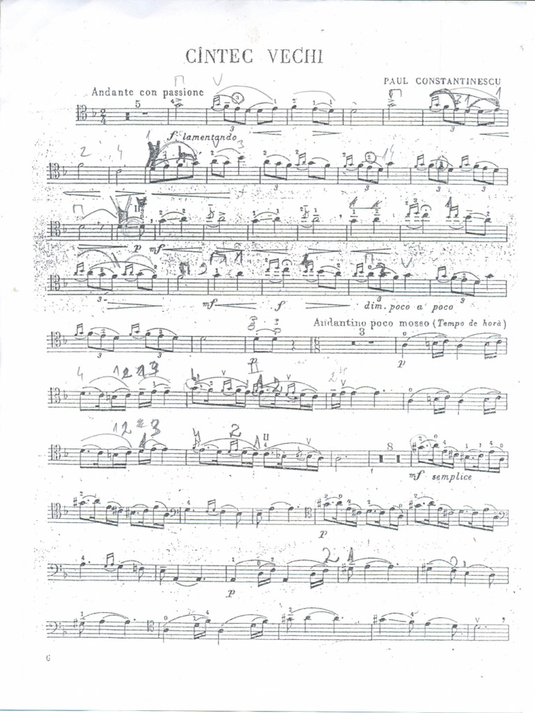 Paul-Constantinescu-Cantec-Vechi Cello | PDF