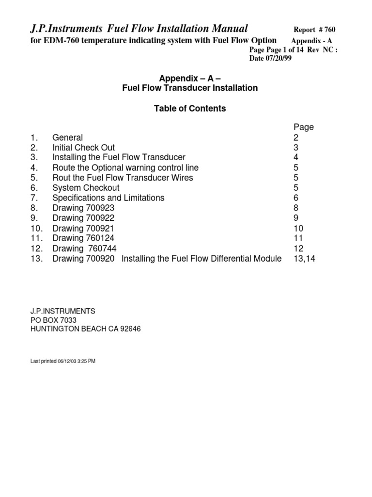 Appendix A Fuel Flow 760 | PDF | Carburetor | Manufactured Goods