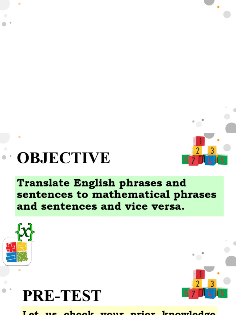 Translating - English Phrases Into - Mathematical Phrases | PDF | Ratio ...