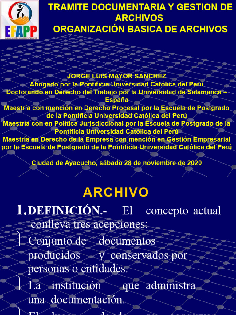 La Organizacion Basica de Archivos Tramite Documentario y Gestión de ...