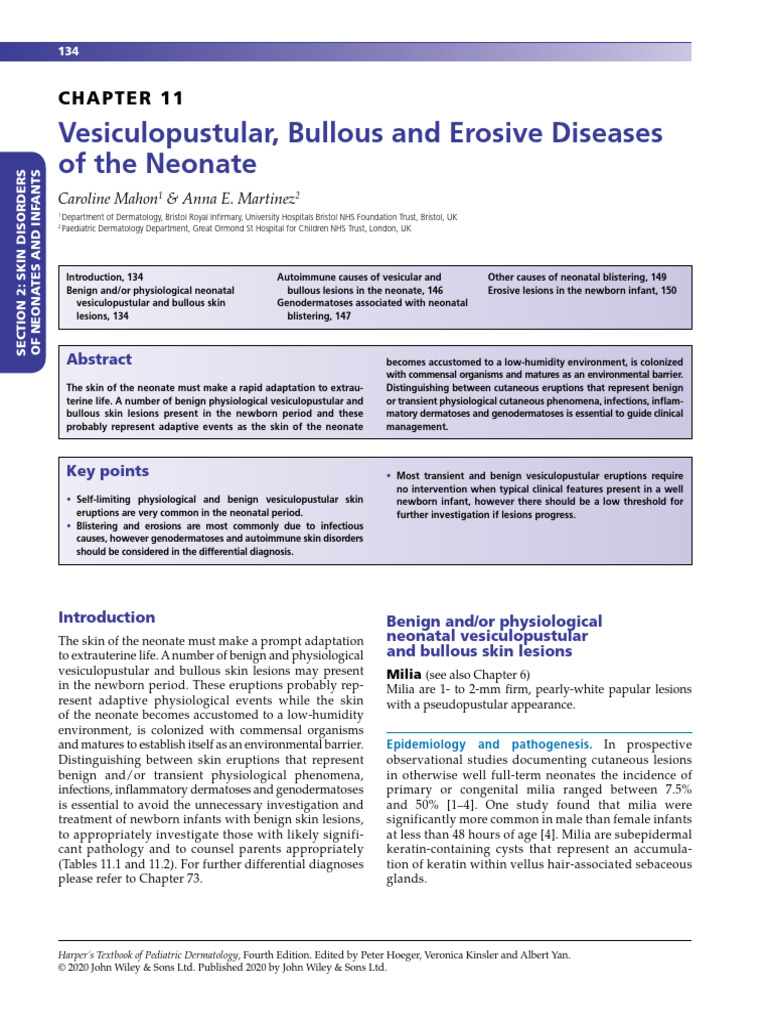 11 Vesiculopustular, Bullous and Erosive Diseases of The Neonate | PDF ...