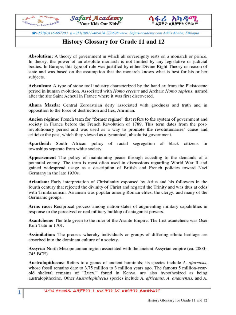 History Glossary For Grade 11 and 12 | PDF | Homo | Communism