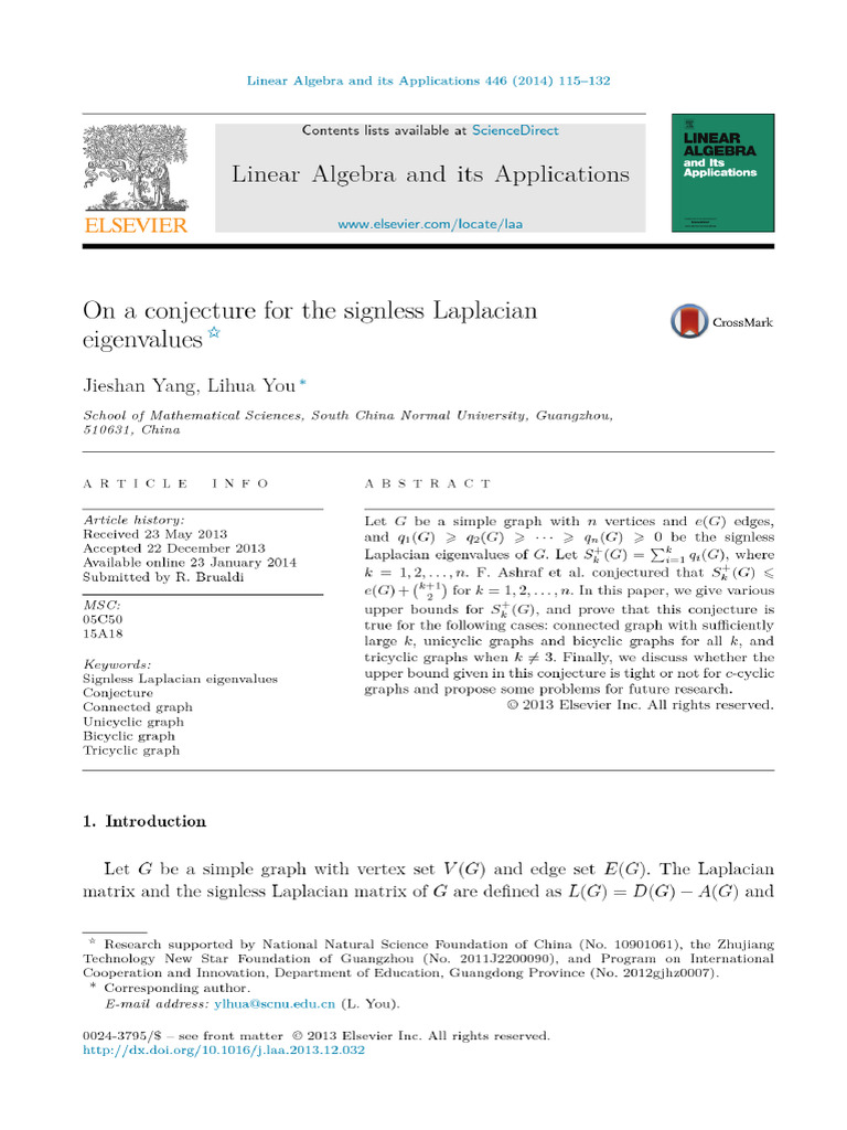 On A Conjecture For The Signless Laplacian Eigenvalues | PDF