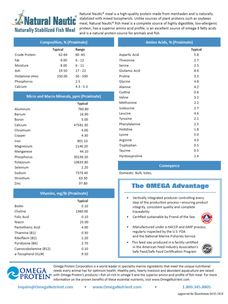 Natural Nautic Fish Meal Technical Data Sheet | PDF | Diet & Nutrition ...
