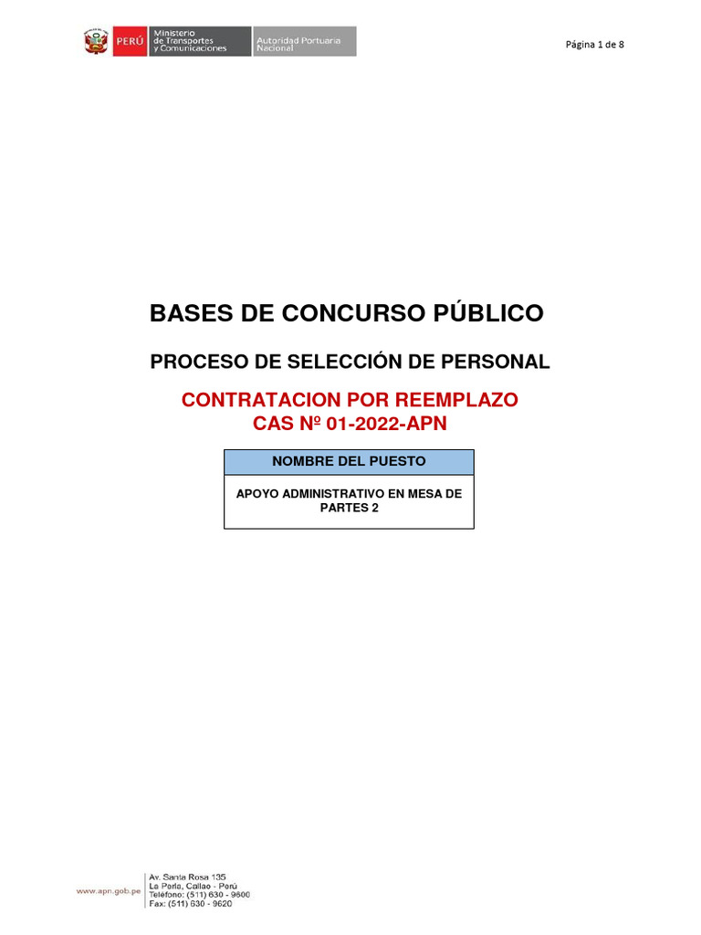 Bases Proceso 2022 001 Apn | PDF