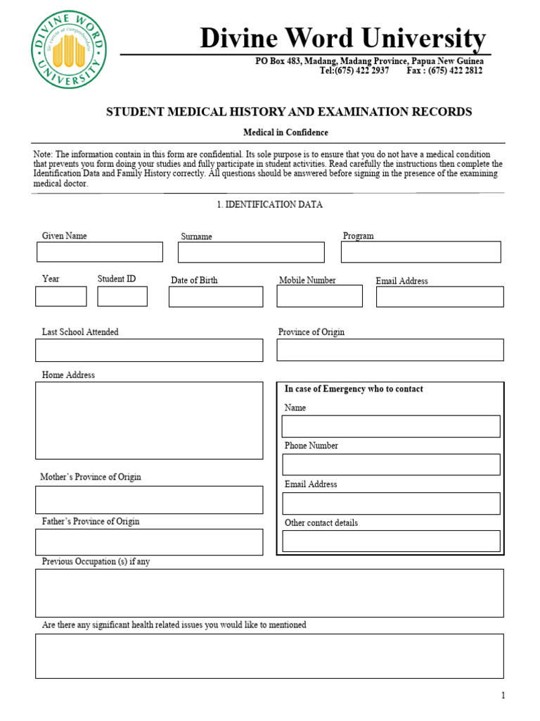 Medical Form Fillable | PDF | Body Mass Index | Clinical Medicine