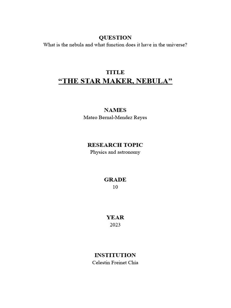 Understanding Nebulae: Types and Functions | PDF | Stars | Nebula