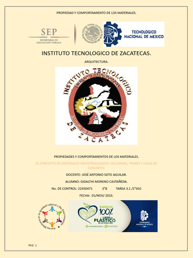 Instituto Tecnologico de Zacatecas 3.1 | PDF | Hormigón | Fundación ...