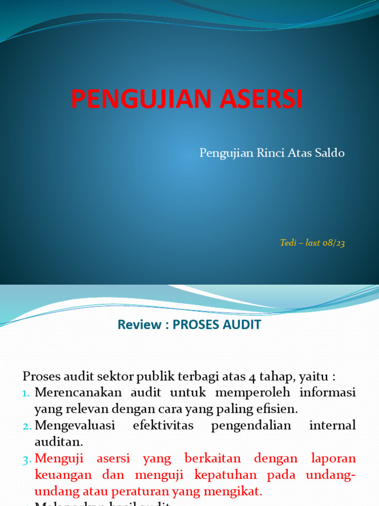 P-10 Pengujian Asersi (Pengujian Terinci Atas Saldo) | PDF ...